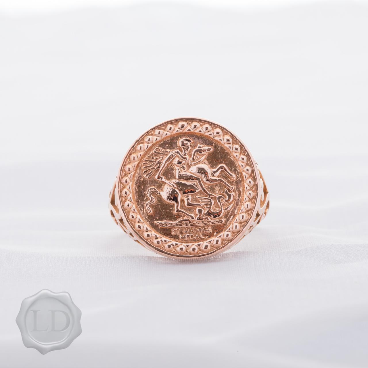 Large rose gold coin ring